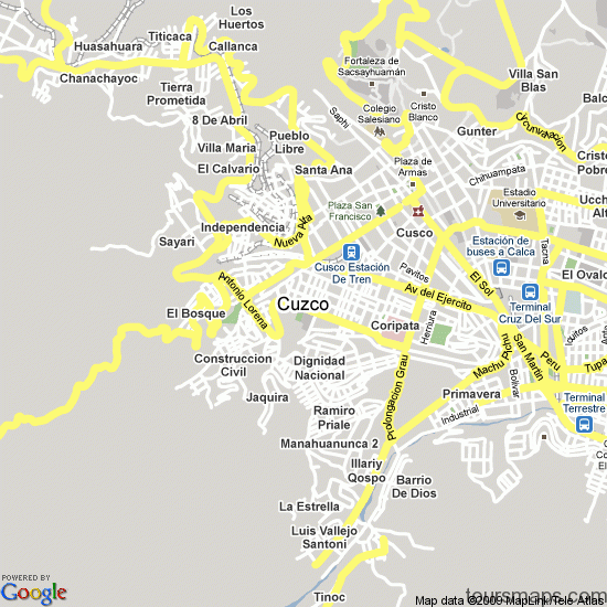 Map of Cusco Peru - ToursMaps.com